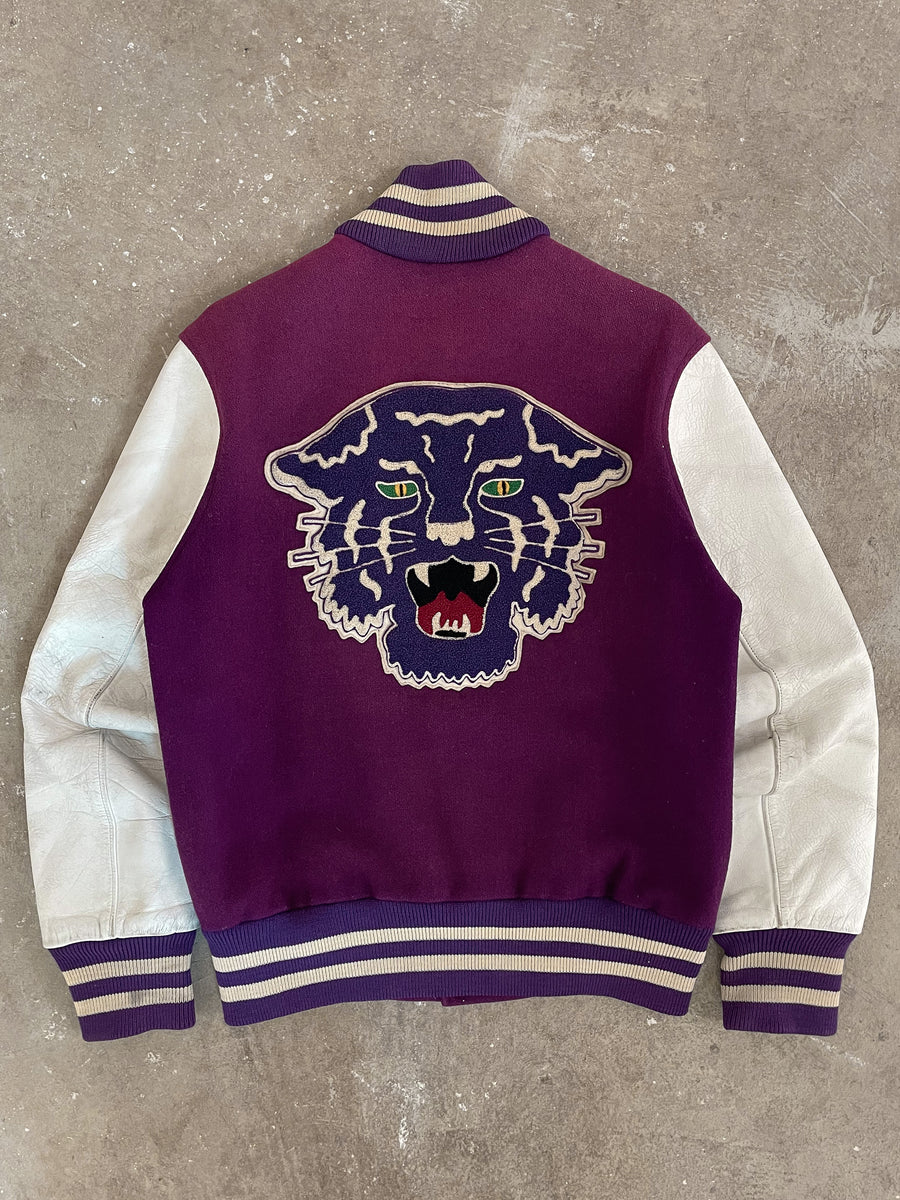 1960s “Wildcat” Sun Faded Leather Varsity Jacket (M) – DAMAGED GLITTER